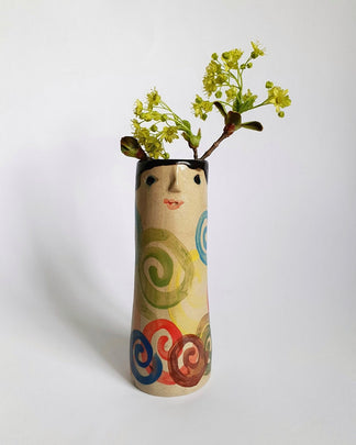 Crazy Family Bud Vases, Pottery Planter, Rainbow Face Vases, Flower ...