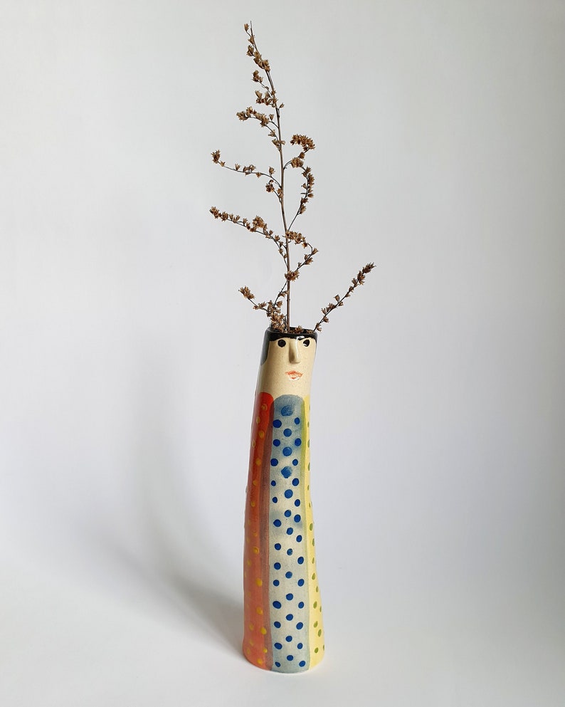 Crazy Family Bud Vases, Pottery Planter, Rainbow Face Vases, Flower ...