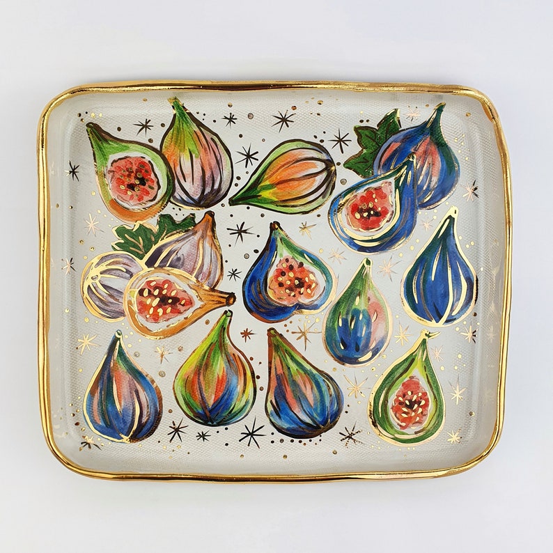 Gold Handmade Ceramic Fig Plate, Pottery Serving Plate, Dinner Bowl ...